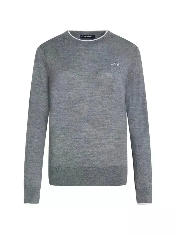 Karl Lagerfeld Merino Wool Crew-neck Sweater - Grey