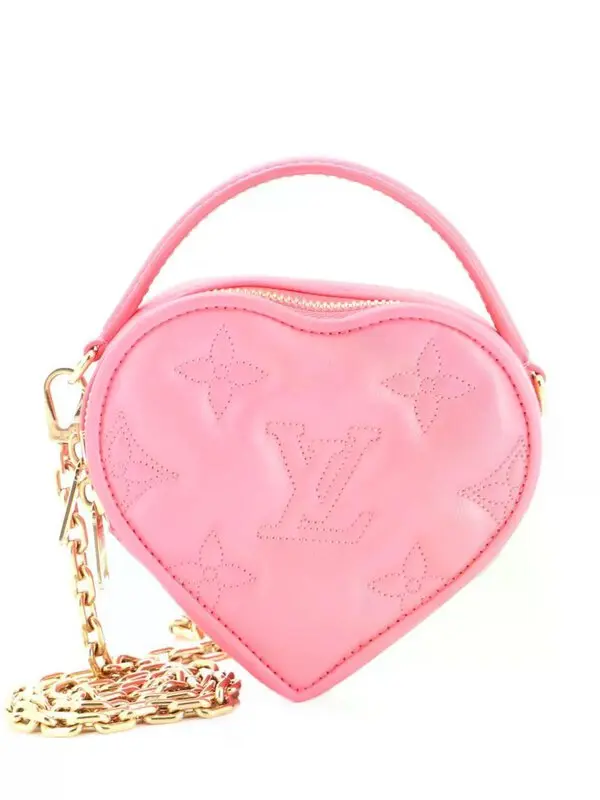 LOUIS VUITTON Heart Pouch Bag Bubblegram Leather Crossbody Bag - Pink