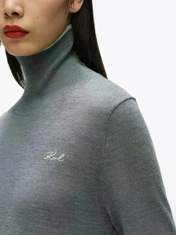 Karl Lagerfeld Wool Turtleneck Sweater With Embroidered Logo