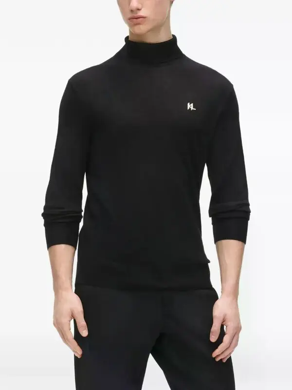 Karl Lagerfeld Monogram Wool Turtleneck Sweater