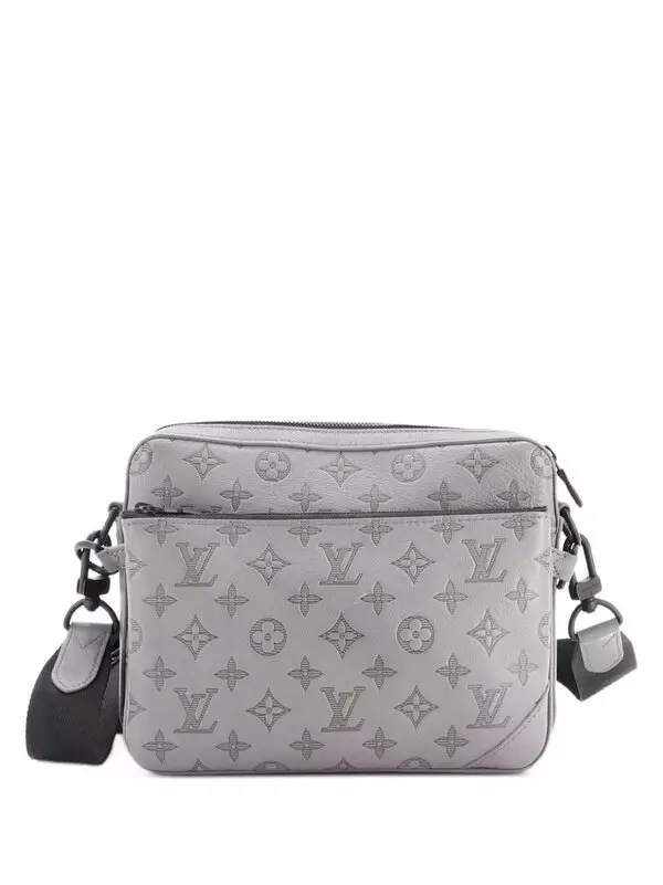LOUIS VUITTON Trio Messenger Bag Monogram Shadow Leather Crossbody Bag - Grey