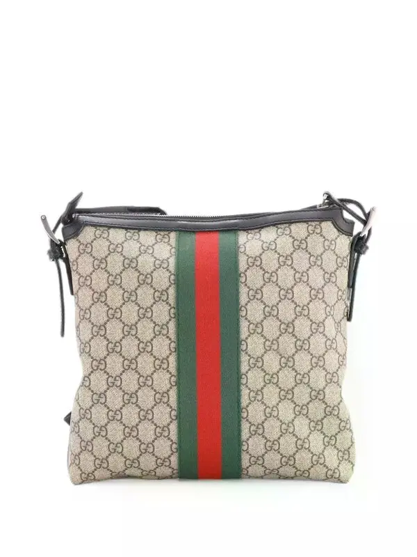 Gucci Web Messenger Bag Gg Coated Canvas Medium Crossbody Bag