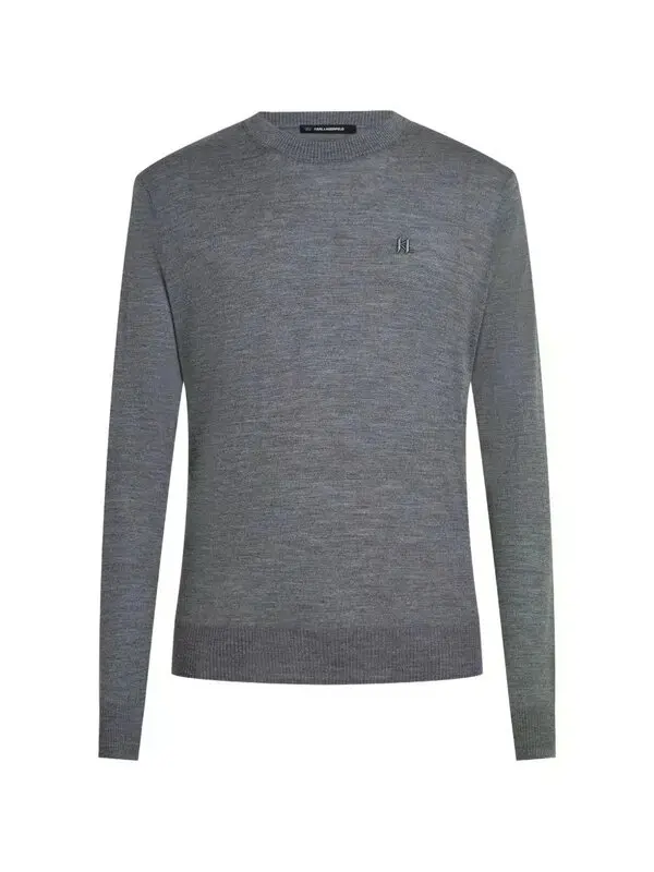 Karl Lagerfeld Merino Wool Crew-neck Sweater - Grey