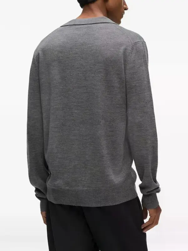 Karl Lagerfeld Merino Wool Long-sleeved Polo Shirt