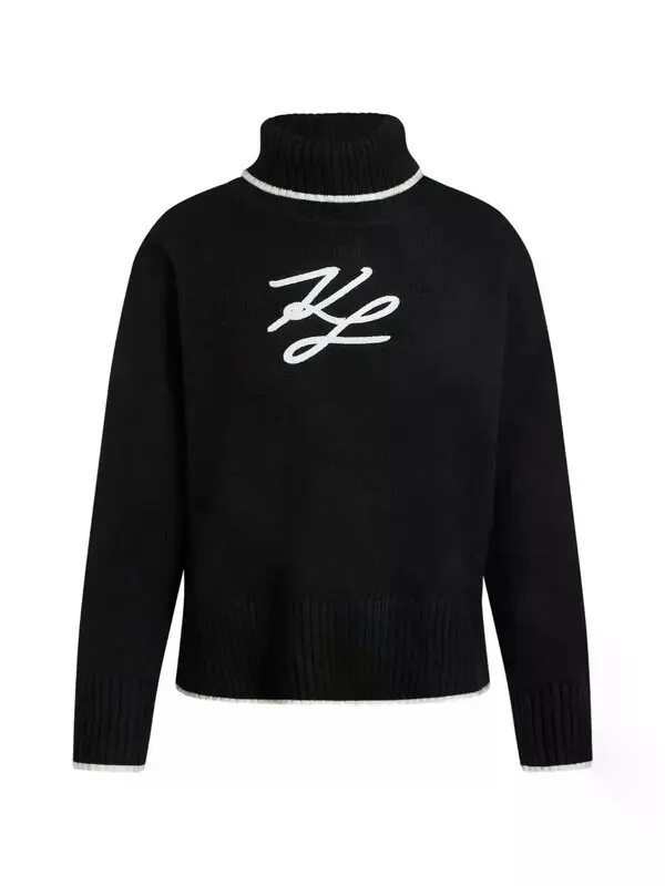 Karl Lagerfeld Soutache Turtleneck Sweater - Black