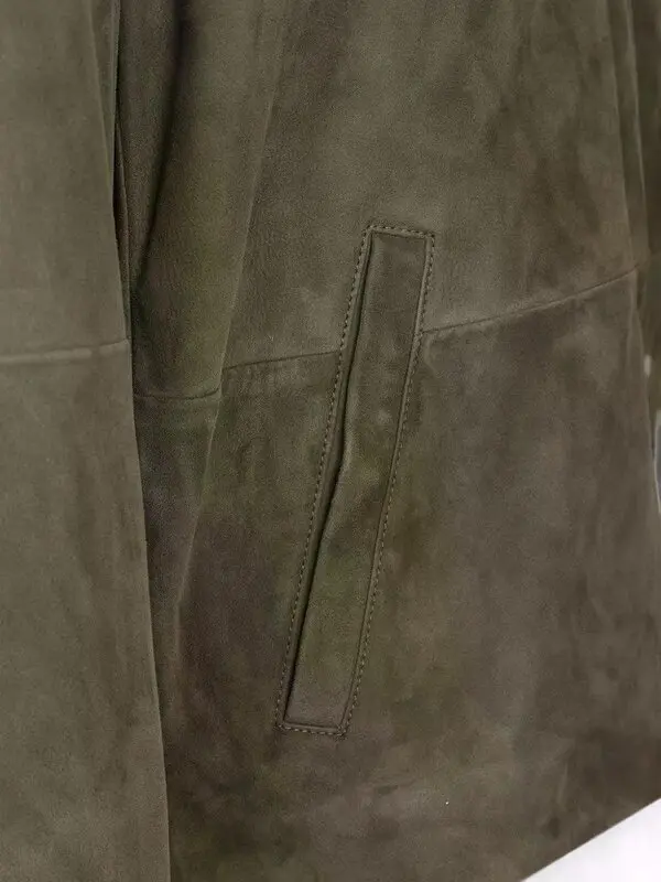 Loewe Zip-up Jacket In Suede Lambskin - Green