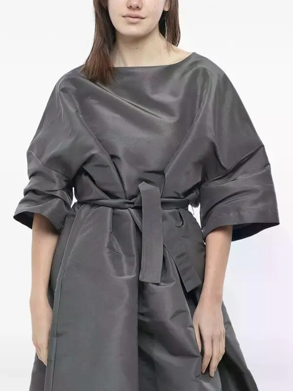SUPER BLOND Belted Silk Midi Dress
