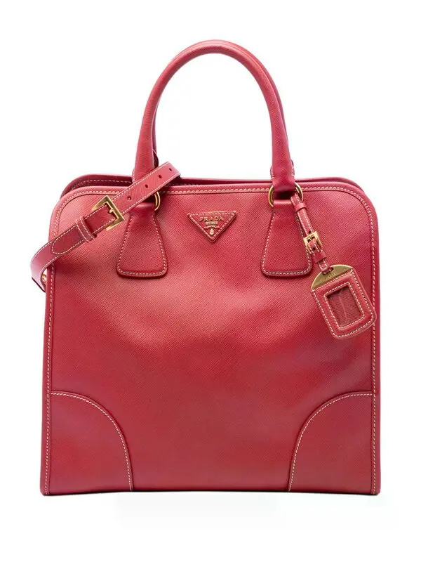 Prada 2010-2026 Saffiano Lux Shopping Tote Satchel - Red