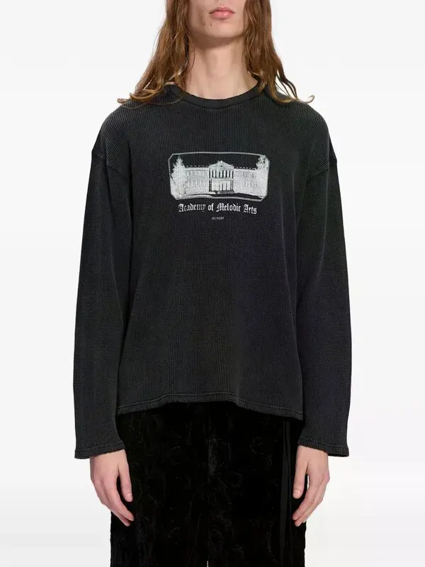 ANN DEMEULEMEESTER Graphic-print Waffle-knit T-shirt