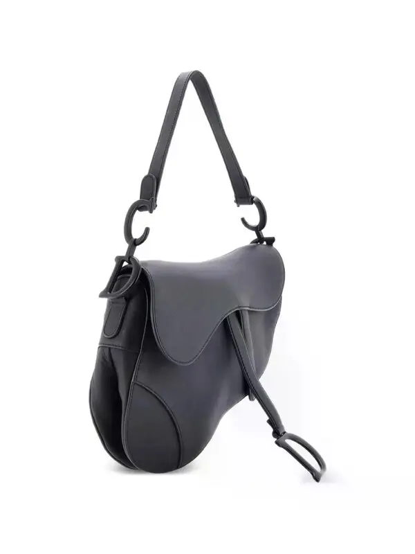 Dior Ultra Matte Saddle Handbag Leather Medium Shoulder Bag - Black