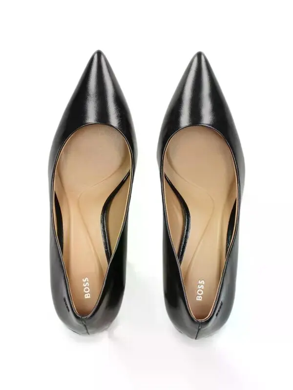 BOSS Miah Heeled Leather Pumps With Debossed Logo