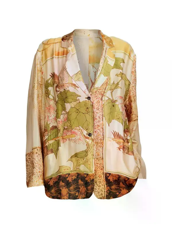 Masnada Floral-print Patchwork Jacket - Neutrals