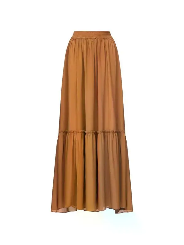 JACOB LEE Tiered Ruffled Maxi Skirt - Orange