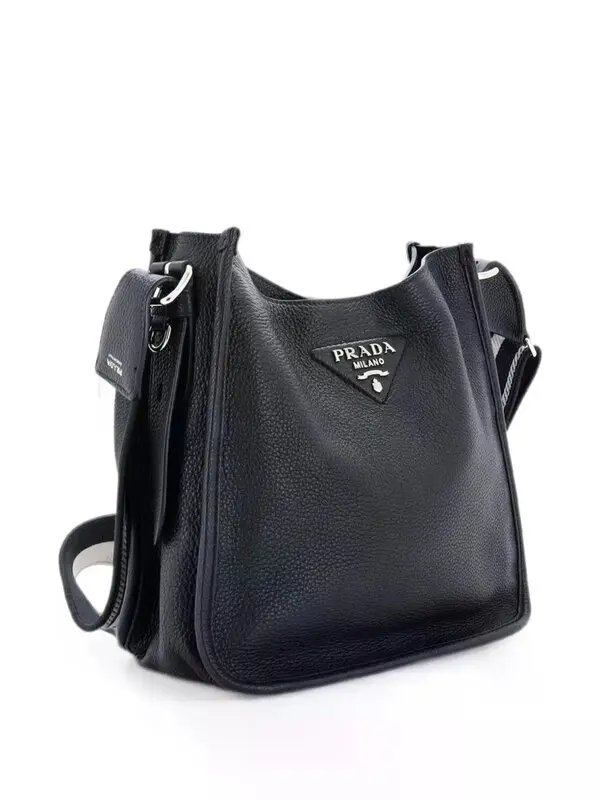 Prada Logo Strap Leather Medium Hobo Bag