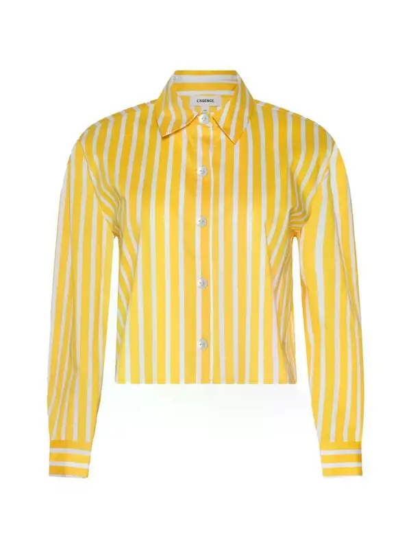 L'Agence Cosette Cropped Striped Shirt