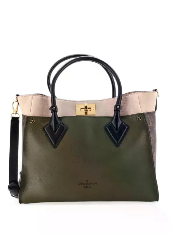 LOUIS VUITTON On My Side Leather With Monogram Canvas Mm Tote Bag - Brown