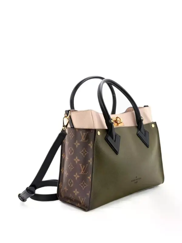 LOUIS VUITTON On My Side Leather With Monogram Canvas Mm Tote Bag - Brown