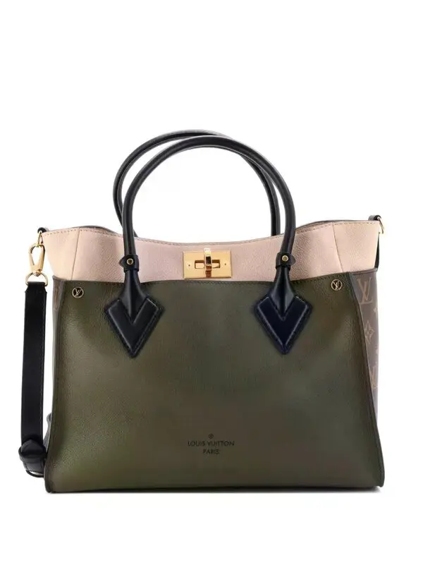 LOUIS VUITTON On My Side Leather With Monogram Canvas Mm Tote Bag - Brown