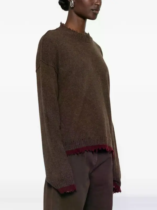 UMA WANG Distressed-effect Ribbed-trim Sweater