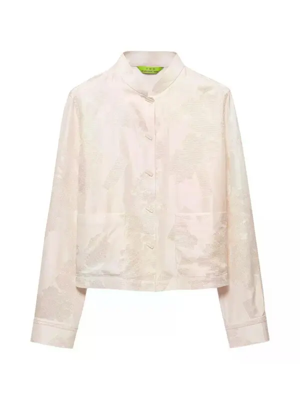 Shanghai Tang Mandarin-collar Jacquard Blouse - Neutrals