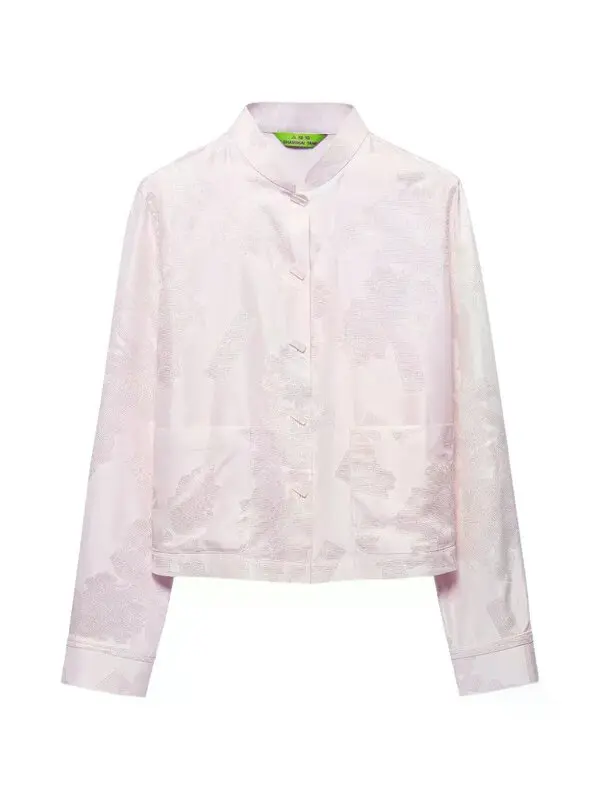 Shanghai Tang Mandarin-collar Jacquard Blouse - Neutrals