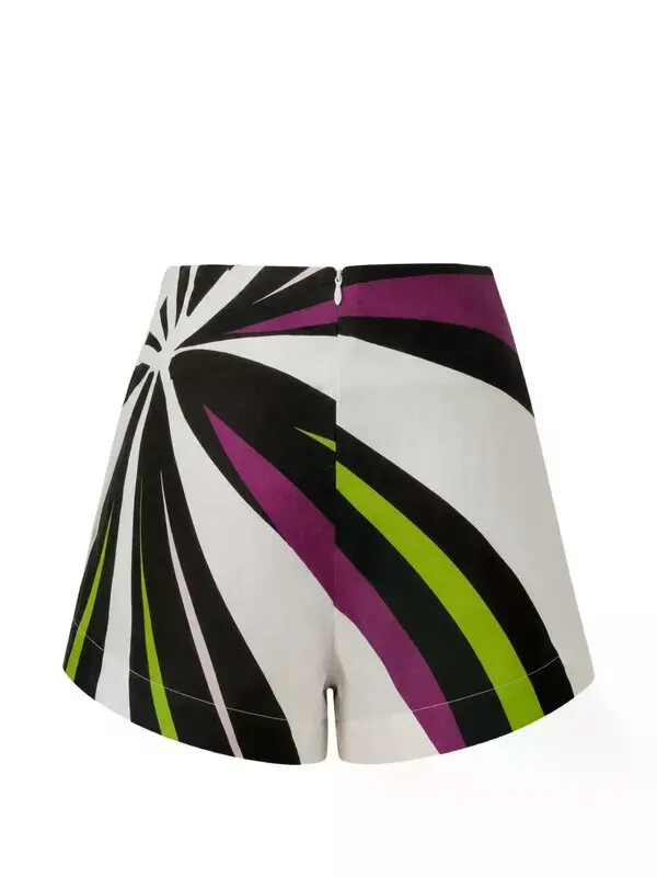 CALA DE LA CRUZ Bahamas Graphic Print High-waisted Shorts - White