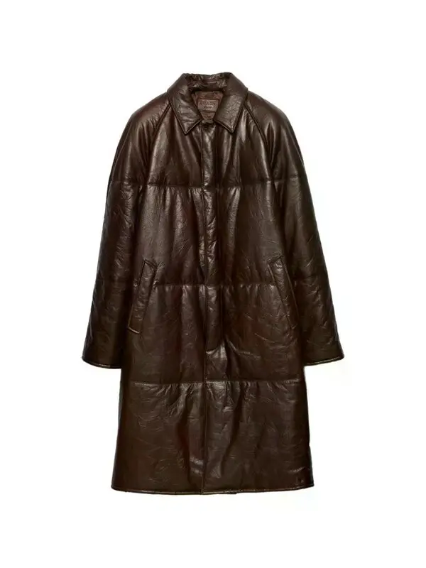 Prada Padded Nappa-leather Coat - Brown