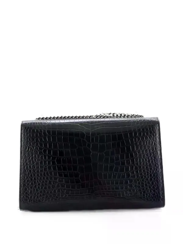 Saint Laurent Monogram Tassel Crocodile Embossed Leather Medium Crossbody Bag