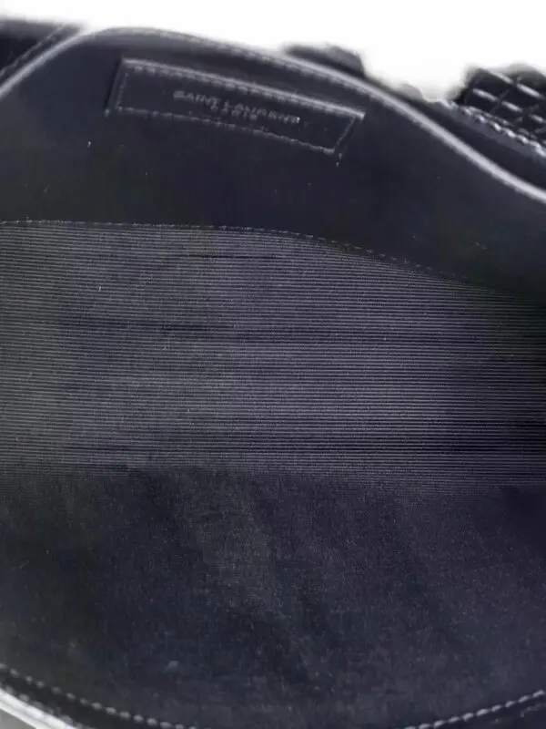 Saint Laurent Monogram Tassel Crocodile Embossed Leather Medium Crossbody Bag