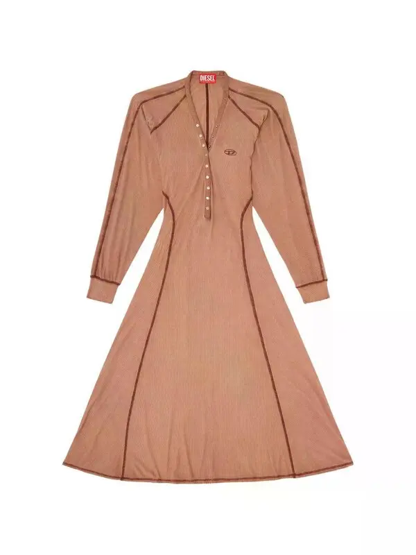 DIESEL® Midi Dress In Ribbed Jersey With Batwing-sleeves - Brown