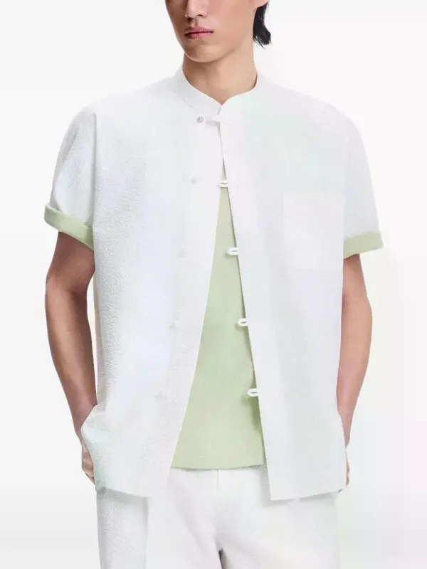 Shanghai Tang Seersucker Frog-fastening Shirt