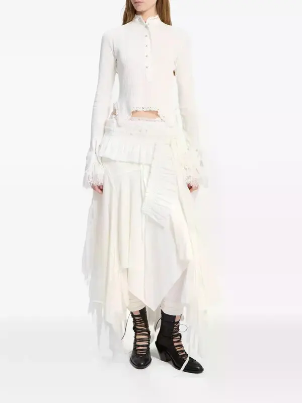ANN DEMEULEMEESTER Lace-trim Ribbed Top