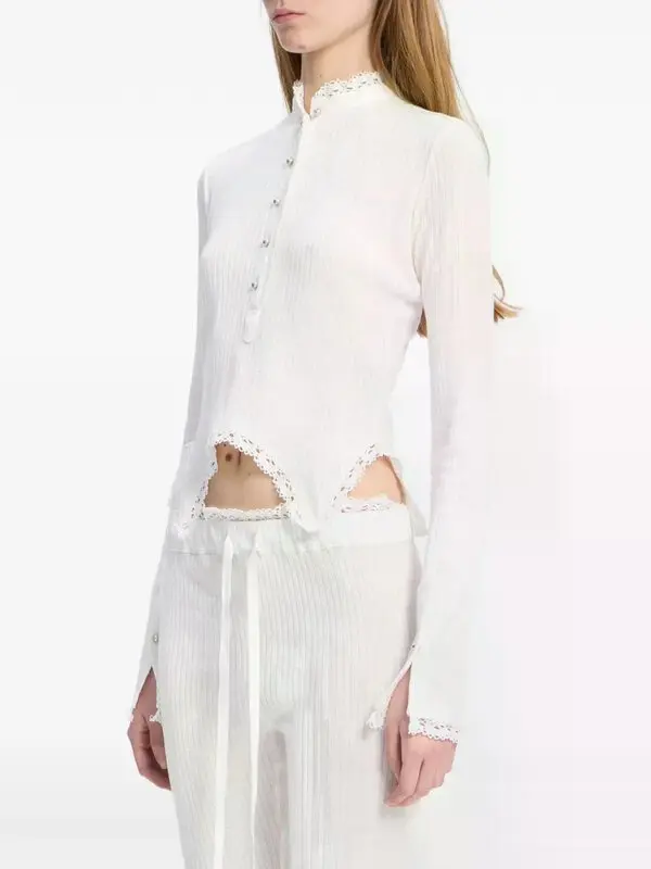 ANN DEMEULEMEESTER Lace-trim Ribbed Top