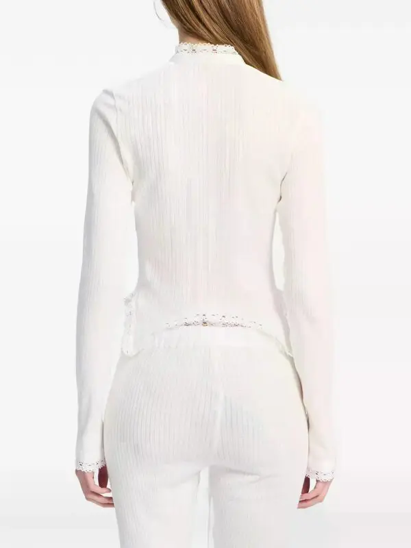 ANN DEMEULEMEESTER Lace-trim Ribbed Top