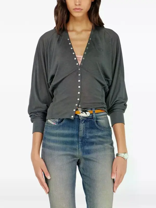 DIESEL® Tencel™ Lyocell Blend Cardigan Top With Batwing Sleeves And V-neckline