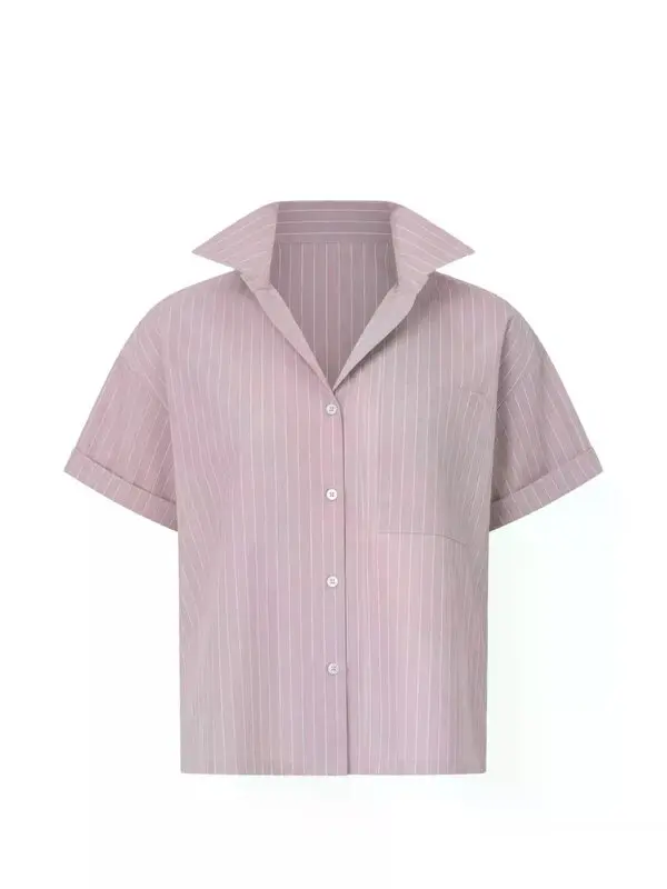 ARLO MOTT Clark Pinstriped Short Sleeve Shirt - Purple