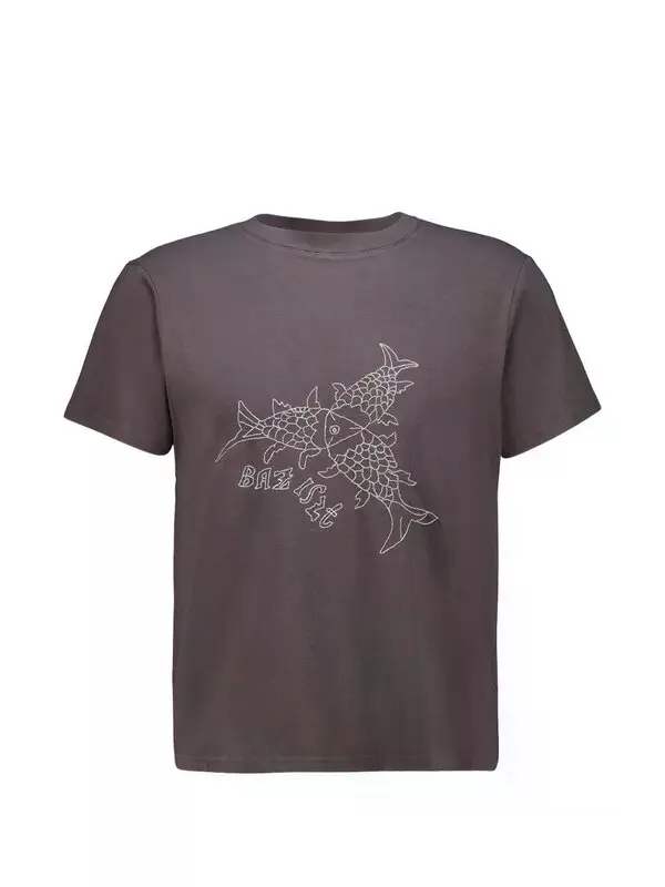 BAZISZT Fish-embroidered T-shirt