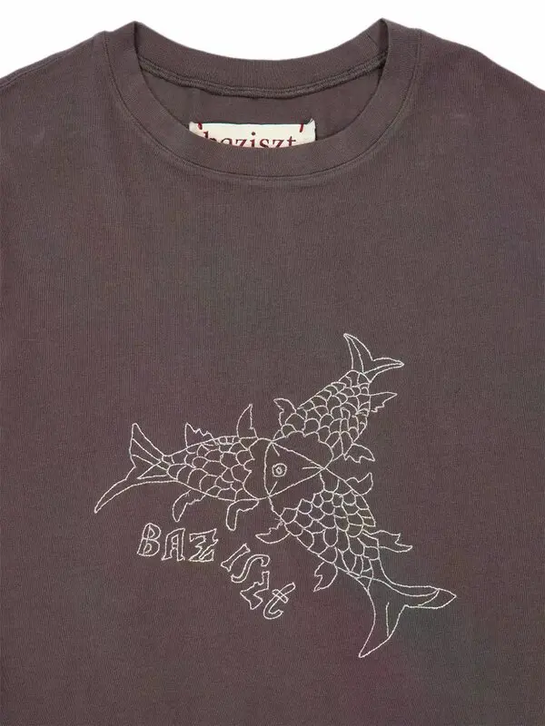 BAZISZT Fish-embroidered T-shirt