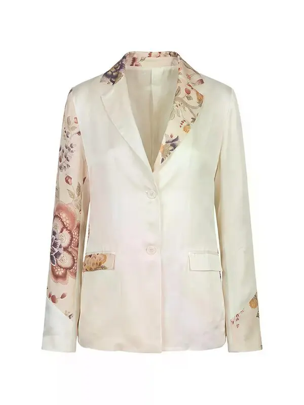 Avant Toi Floral Print Silk Blend Blazer