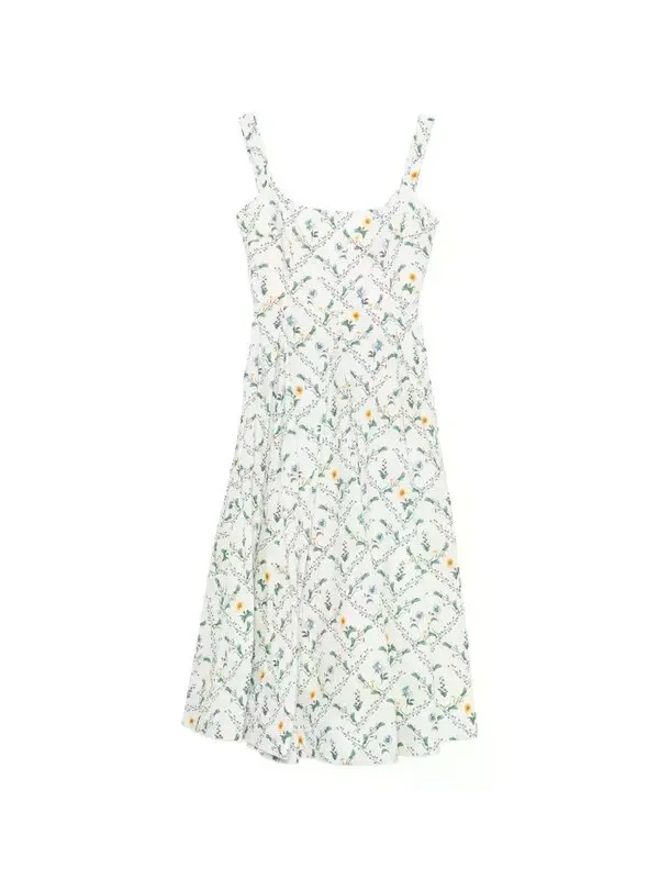 Agua Bendita Floral Print Midi Dress - White