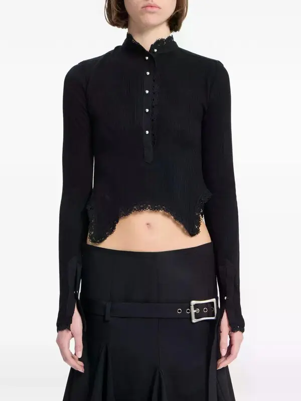 ANN DEMEULEMEESTER Nacine Serafino Lace-trim Cropped Top - Black