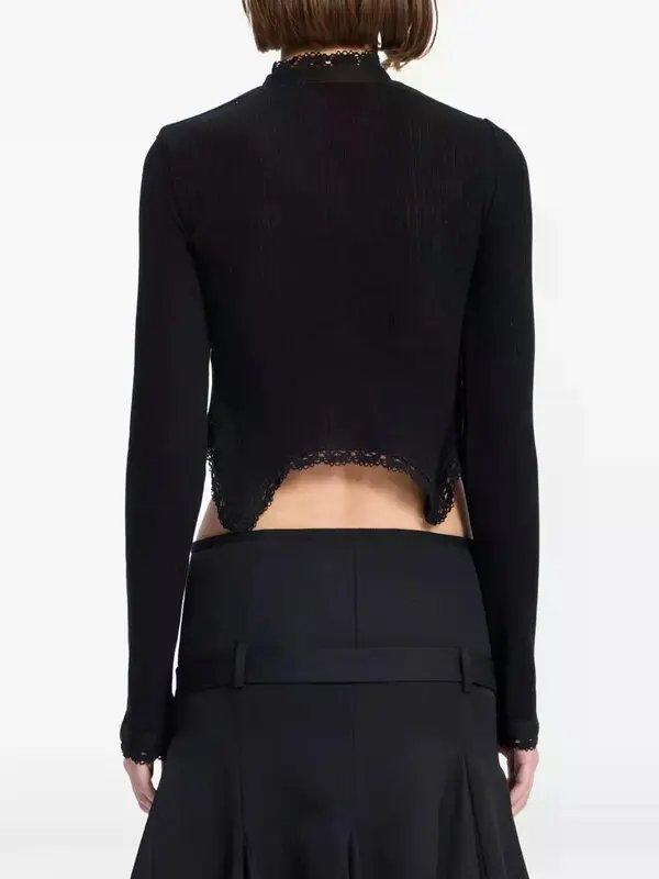 ANN DEMEULEMEESTER Lace-trim Cropped Ribbed Top