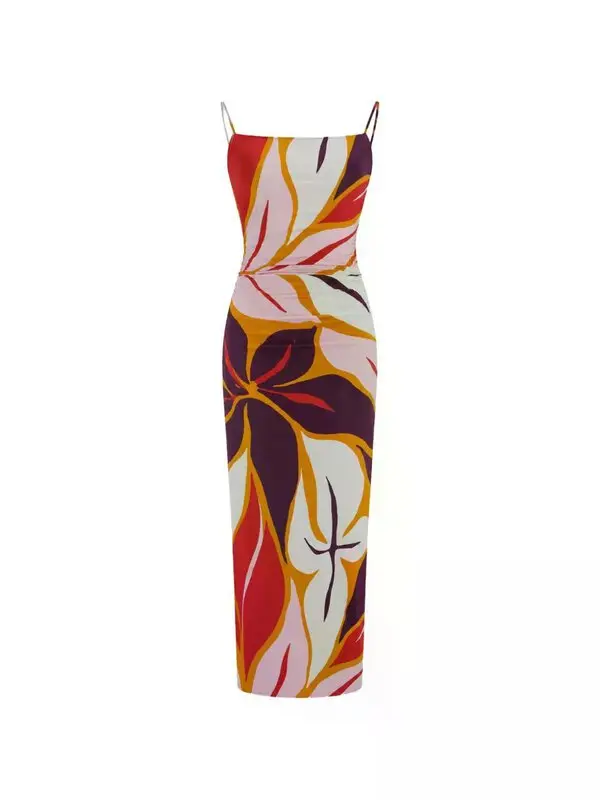 CALA DE LA CRUZ Floral Print Maxi Dress - Orange