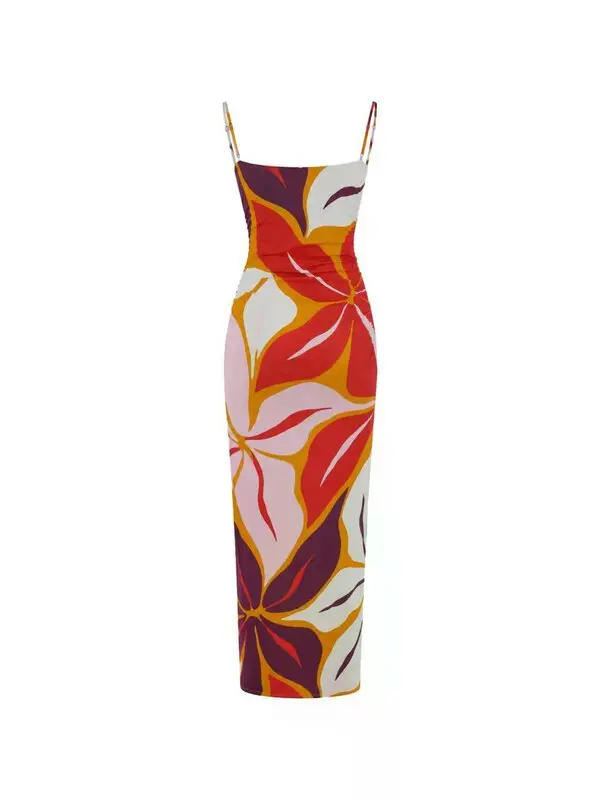 CALA DE LA CRUZ Floral Print Maxi Dress - Orange