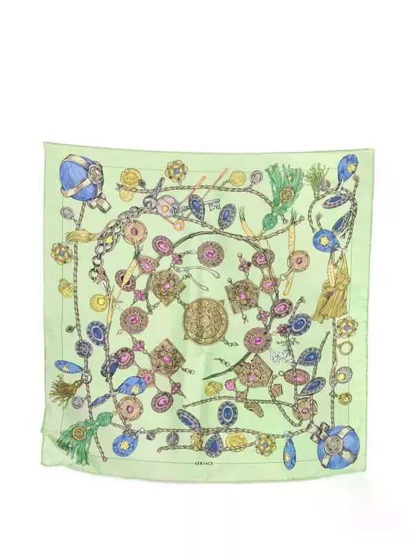 Versace Broken Jewels Silk Scarf - Green