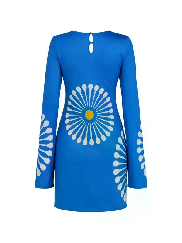 CALA DE LA CRUZ Maisha Floral-print Mini Dress - Blue