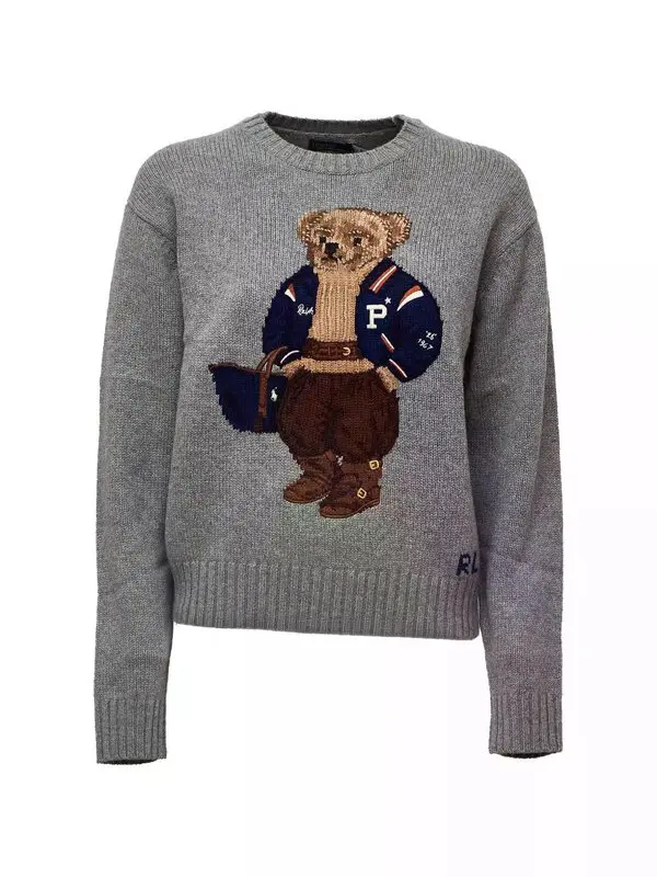 Polo Ralph Lauren Wool-cashmere Blend Crew Neck Sweater With Embroidered Polo Bear