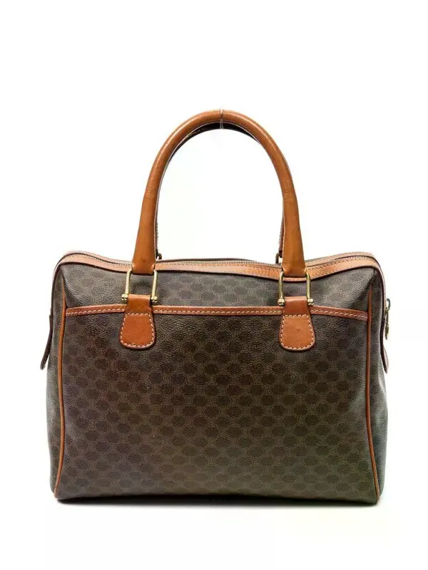 Celine Small Macadam Leather-trim Tote Bag - Brown