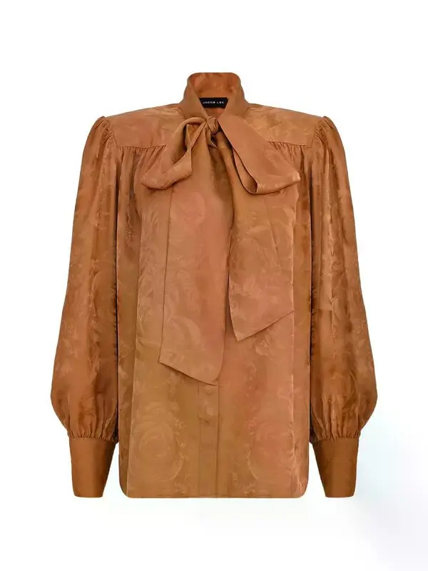 JACOB LEE Jacquard Blouse - Brown