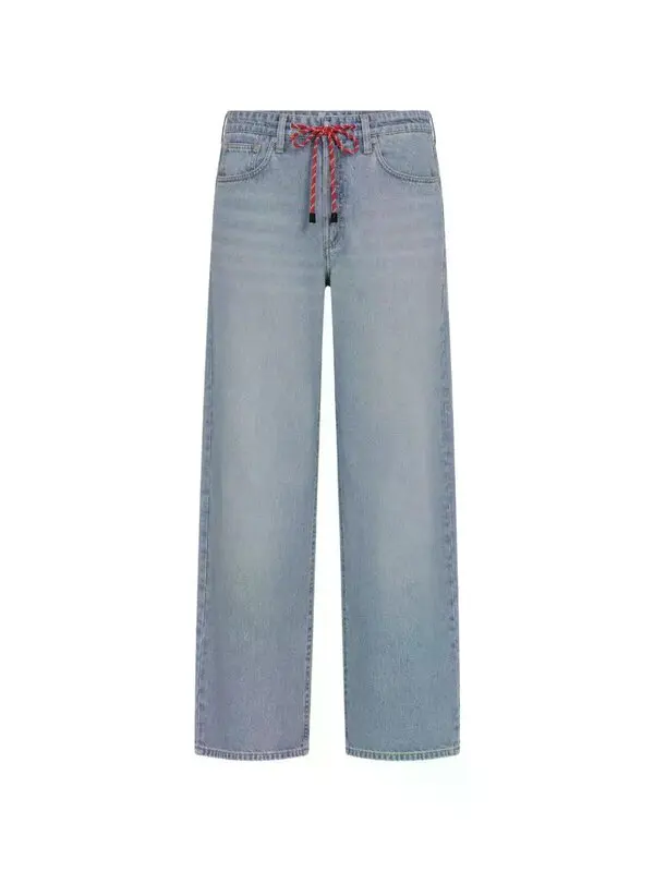 Rag & Bone Rb Miramar Denim-print Drawstring Trousers - Blue